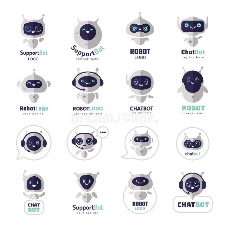 Chatbot Logo. Virtual Future Electronic Cyborg Characters Android Faces ...