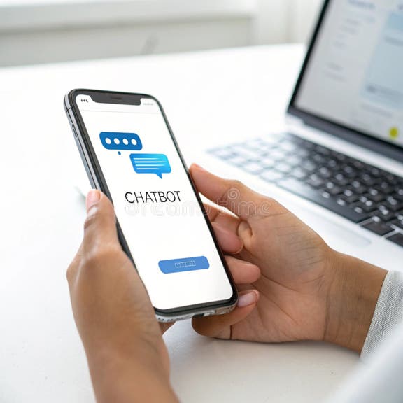 Chatbot with Mobile Device Isolated on White Background Stock ...