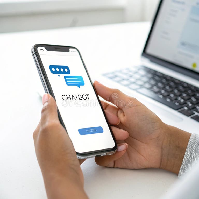 Chatbot with Mobile Device Isolated on White Background Stock ...