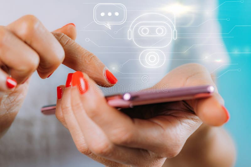 Chatbot Offers Automated Customer Support Stock Photo - Image of user ...