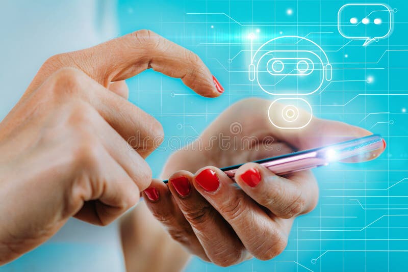 Chatbot Offers Automated Customer Support Stock Image - Image of screen ...