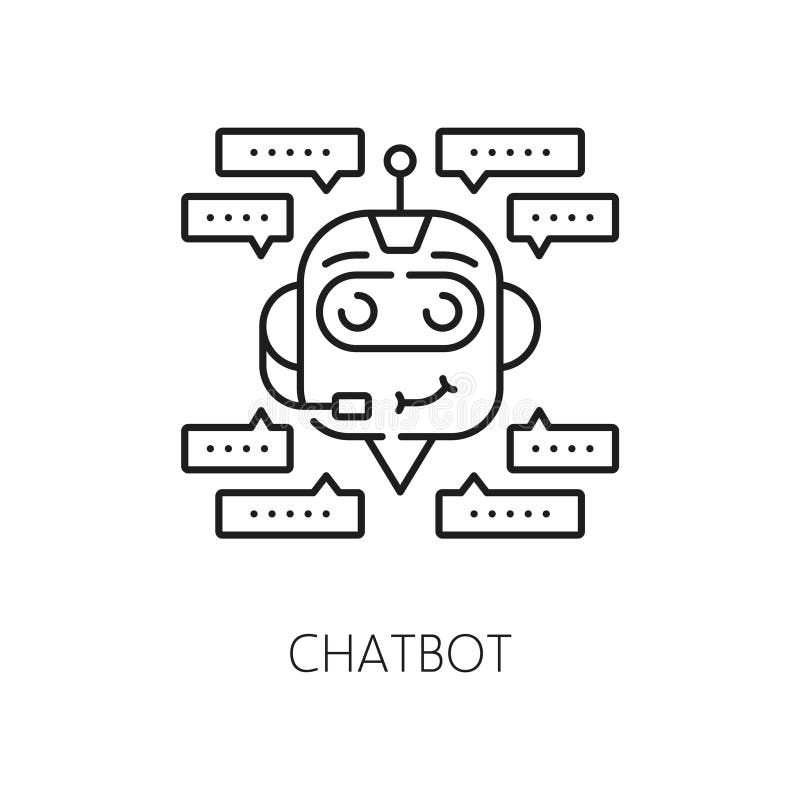 Chatbot Outline Icon Speech Bubbles and Robot Head Stock Vector ... Chatbot Outline Icon Speech Bubbles and Robot Head Stock Vector ...