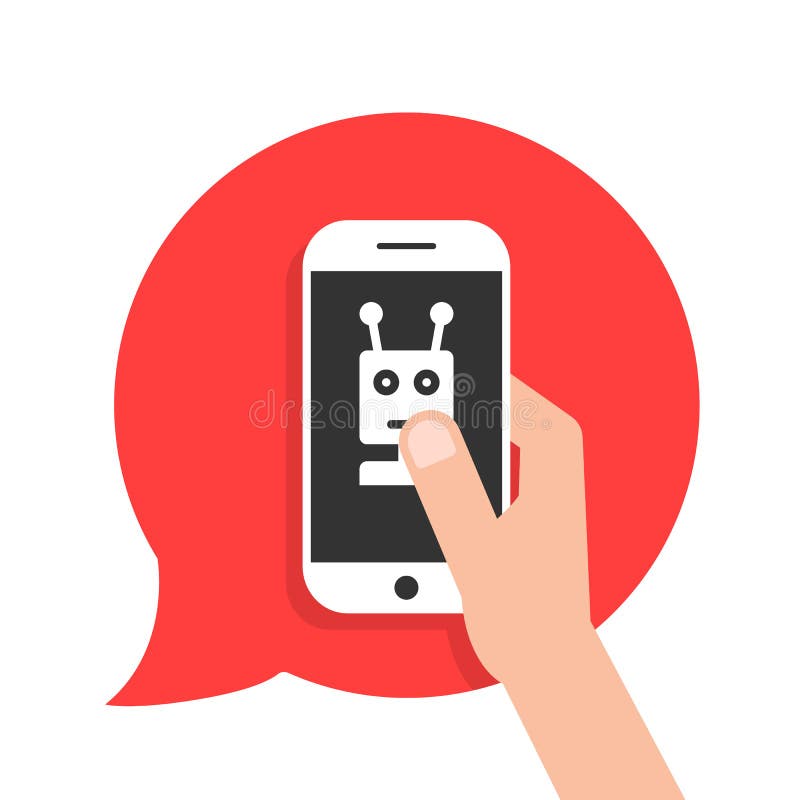 Chatbot in Red Speech Bubble Stock Vector - Illustration of chatterbot ...