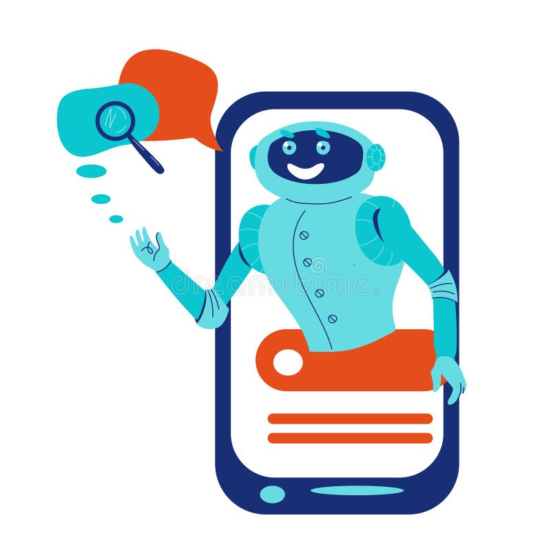 Chatbot Robot Assistant Cartoon Character, Flat Vector Illustration ...