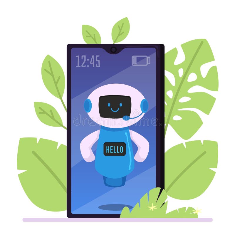 Chatbot Assistant Robot with Pop Up Message Boxes, Vector Illustration ...