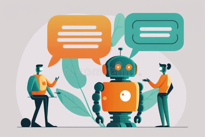 Chatbot Robot Conversing with Customer, Answering Questions and ...