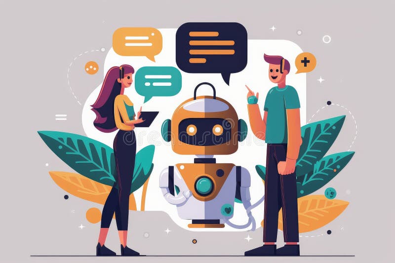 Chatbot Robot, Interacting with Human Customer Service Representative ...