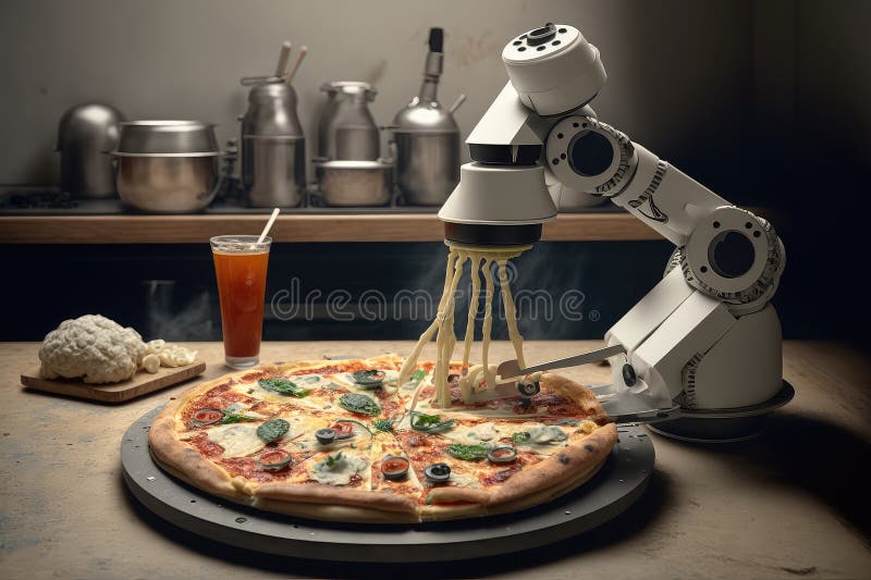 Chatbot Robot Making Pizza, Using Sophisticated Mix of Ingredients and ...
