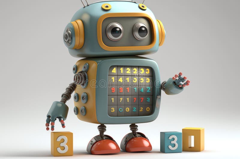 Chatbot Robot, Teaching Child To Count and Add Numbers Stock ...