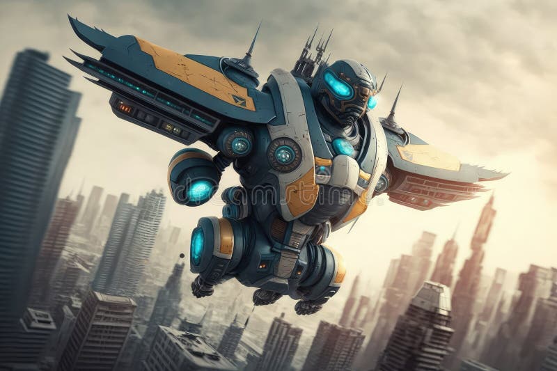 Chatbot Robot Transforming into Flying Mode, To Fly Over City and Save ...