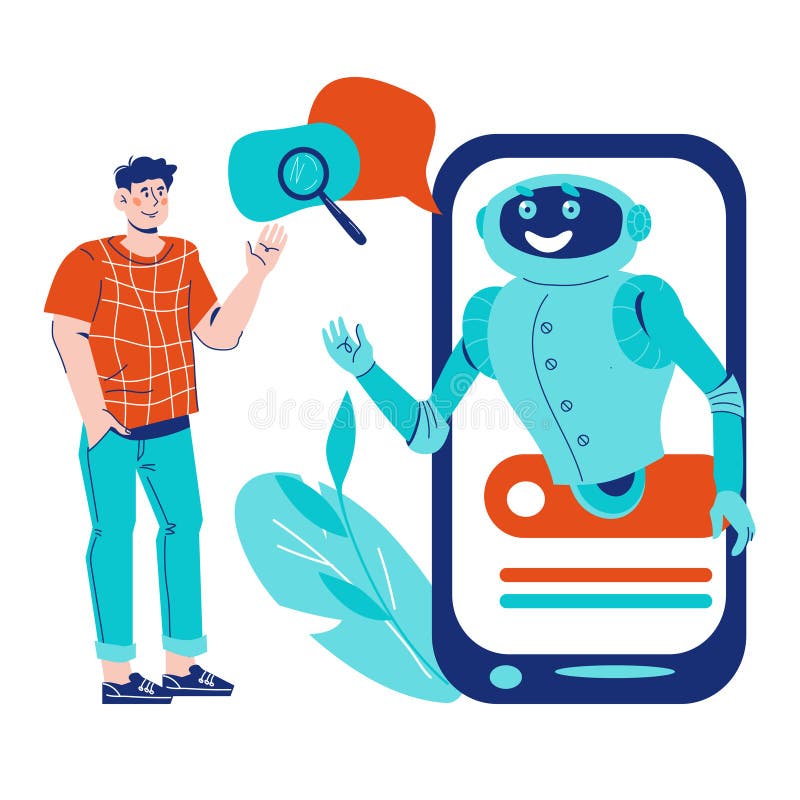 Chatbot Robot or Virtual Assistant, Cartoon Vector Illustration ...