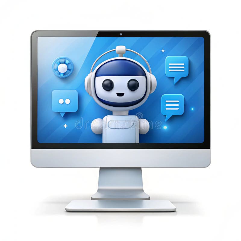 Chatbot Screen Inside a Computer Display Stock Illustration ...