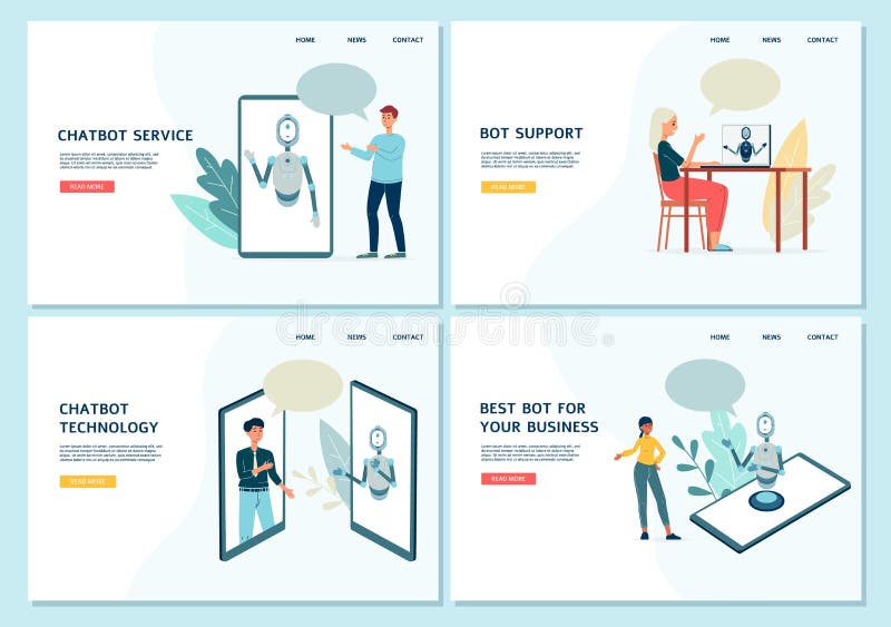 Chatbot Assistant Robot with Pop Up Message Boxes, Vector Illustration ...