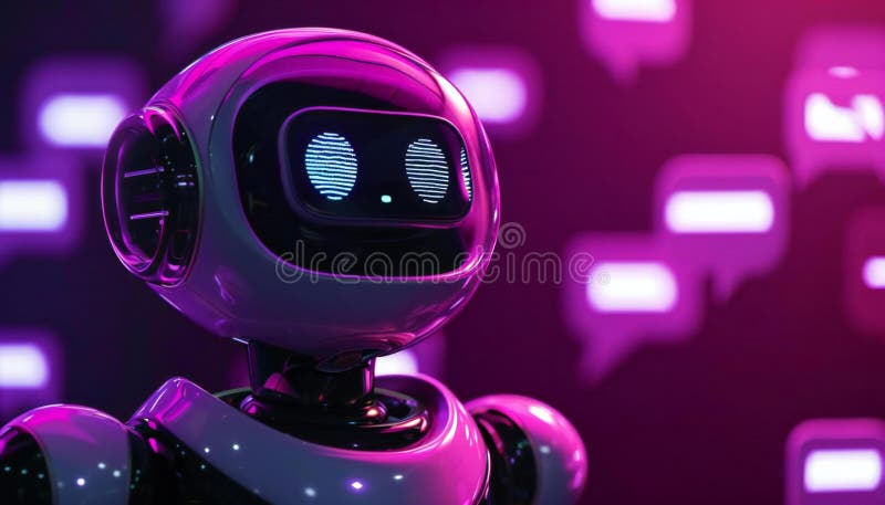 Chatbot with Speech Bubbles Everywhere Around it Stock Illustration ...