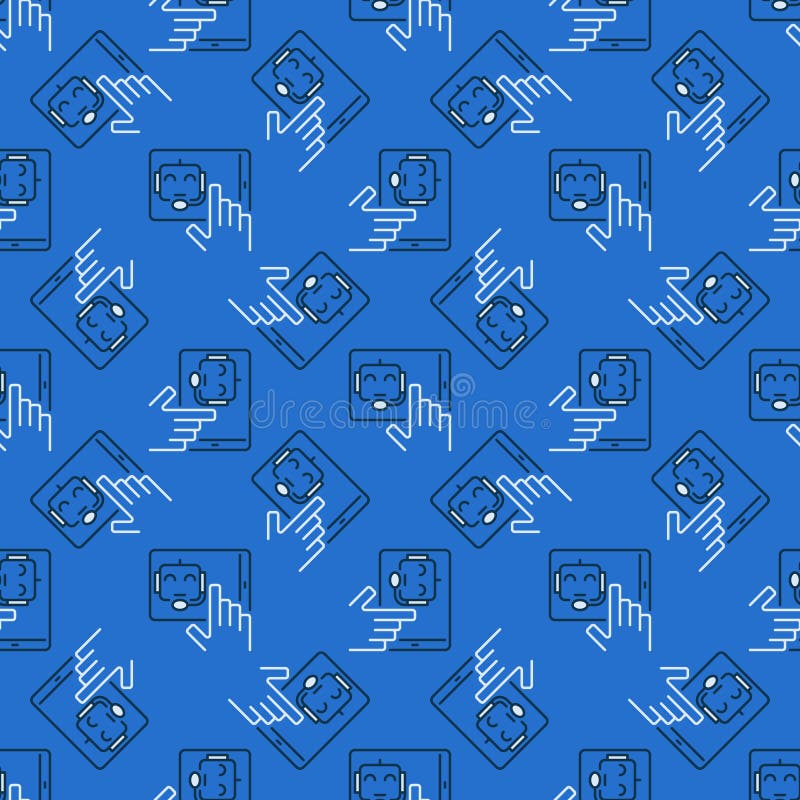 Chatbot on Tablet Screen Vector Concept Blue Seamless Pattern Stock ...