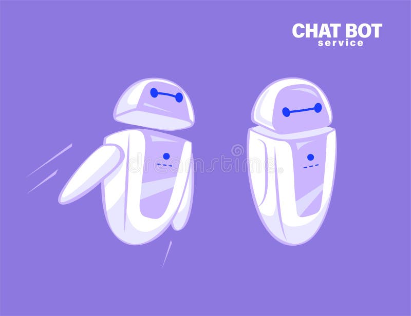Two Chat Bot Characters Flying. Virtual Support and Communication ...