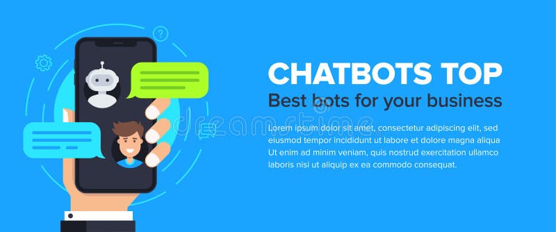 Chatbot Vector Flat Banner Design Stock Illustration - Illustration of ...