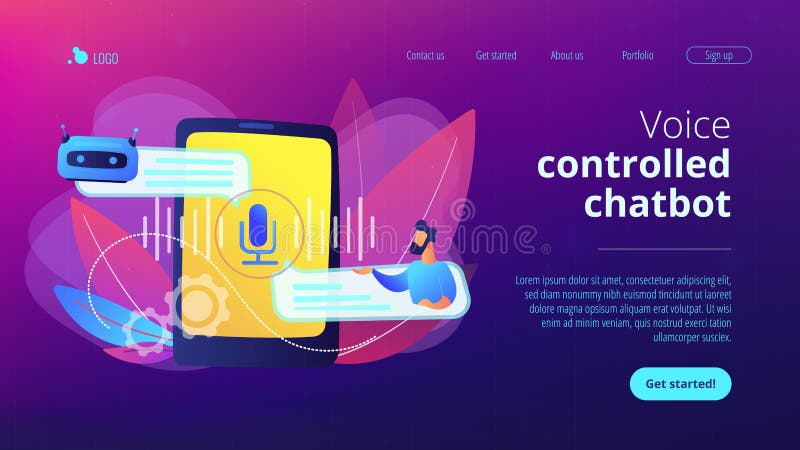 Chatbot Voice Controlled Virtual Assistantconcept Landing Page. Stock ...