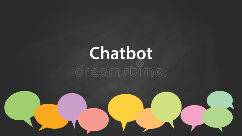 Chatbot White Text Illustration with Colourful Callouts and Black ...