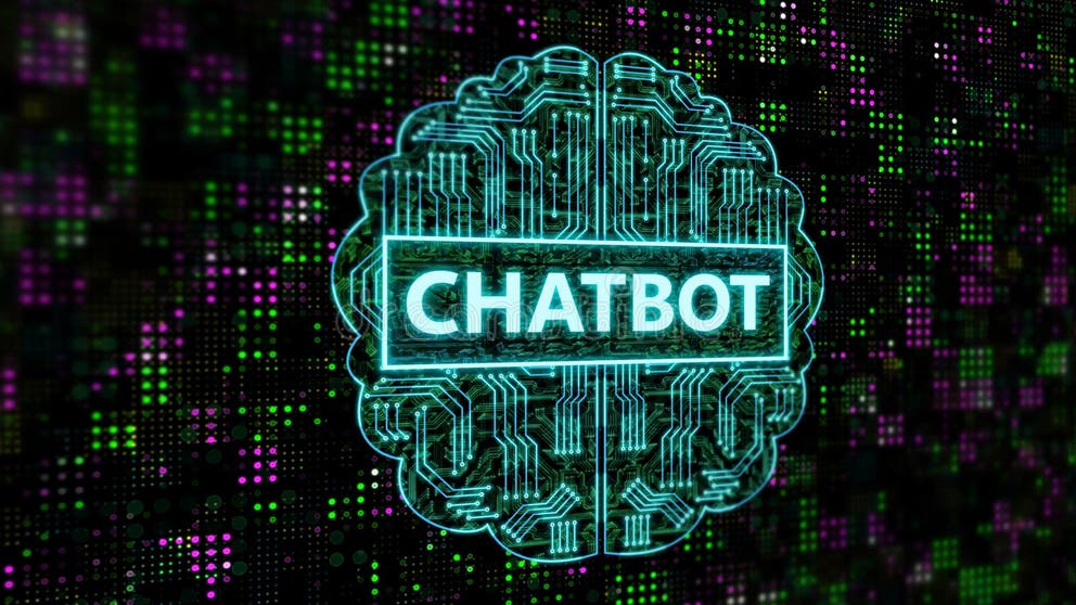 Chatbot Word on Artificial Brain Icon and Bright Background Stock ...