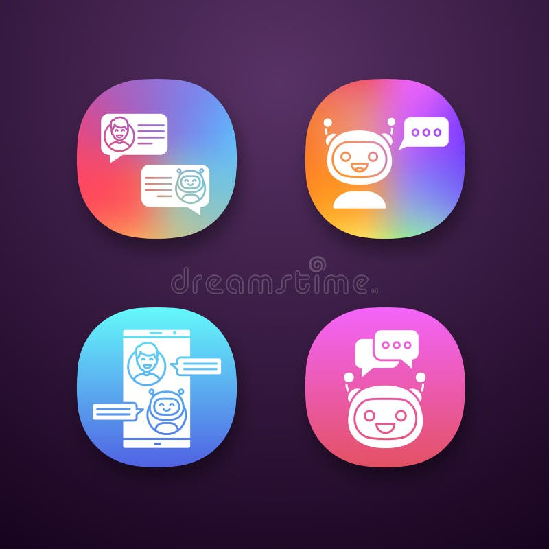 Chatbots app icons set stock vector. Illustration of laptop - 175562014 Chatbots app icons set stock vector. Illustration of laptop - 175562014