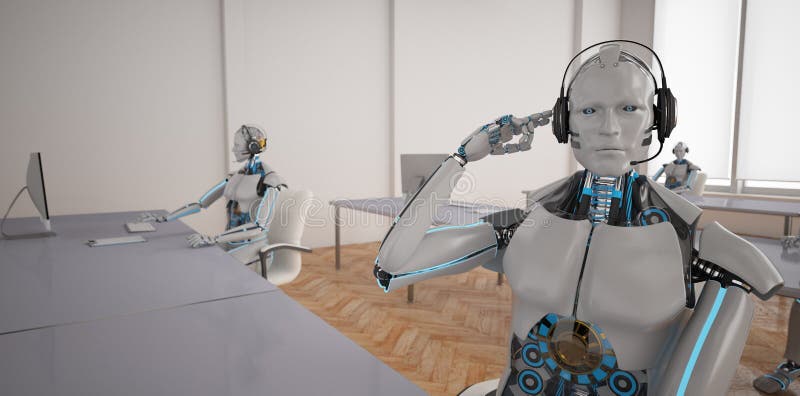 Chatbots Callcenter robots stock illustration. Illustration of call ...