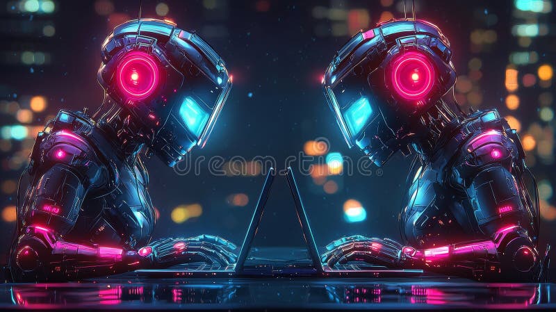 Chatbots Engaging in Conversation on a Computer. Stock Stock Image ...