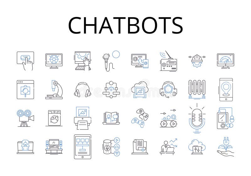 Chatbots Line Icons Collection. Artificial Intelligence, Virtual ... Chatbots Line Icons Collection. Artificial Intelligence, Virtual ...