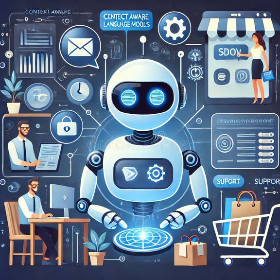 Chatbots That Use Context Aware Language Models To Assist Custom Stock Illustration