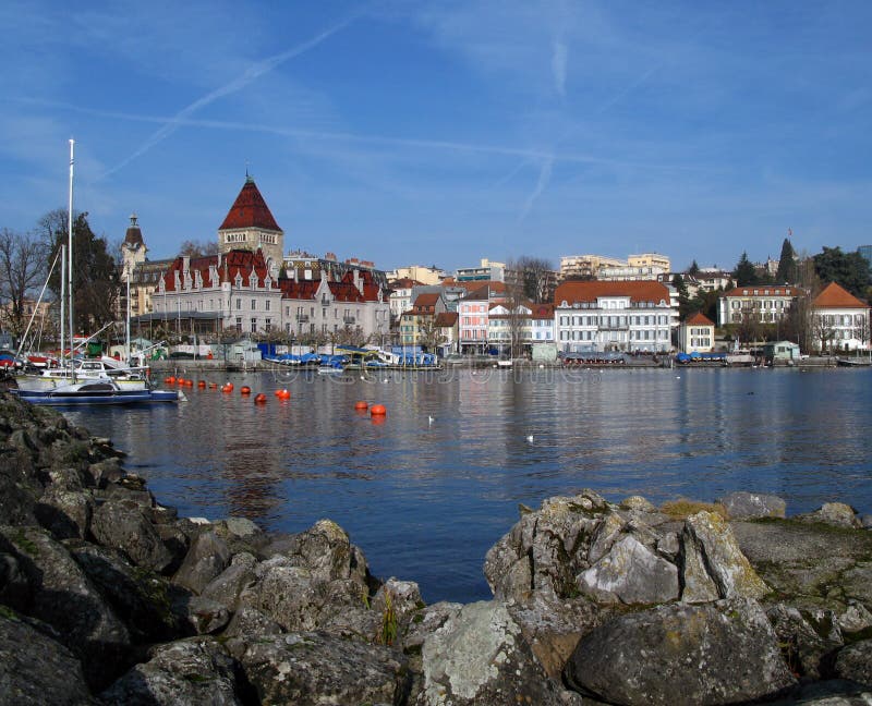 Chateau D Ouchy, Lausanne, Switzerland Stock Image - Image of quiet ...