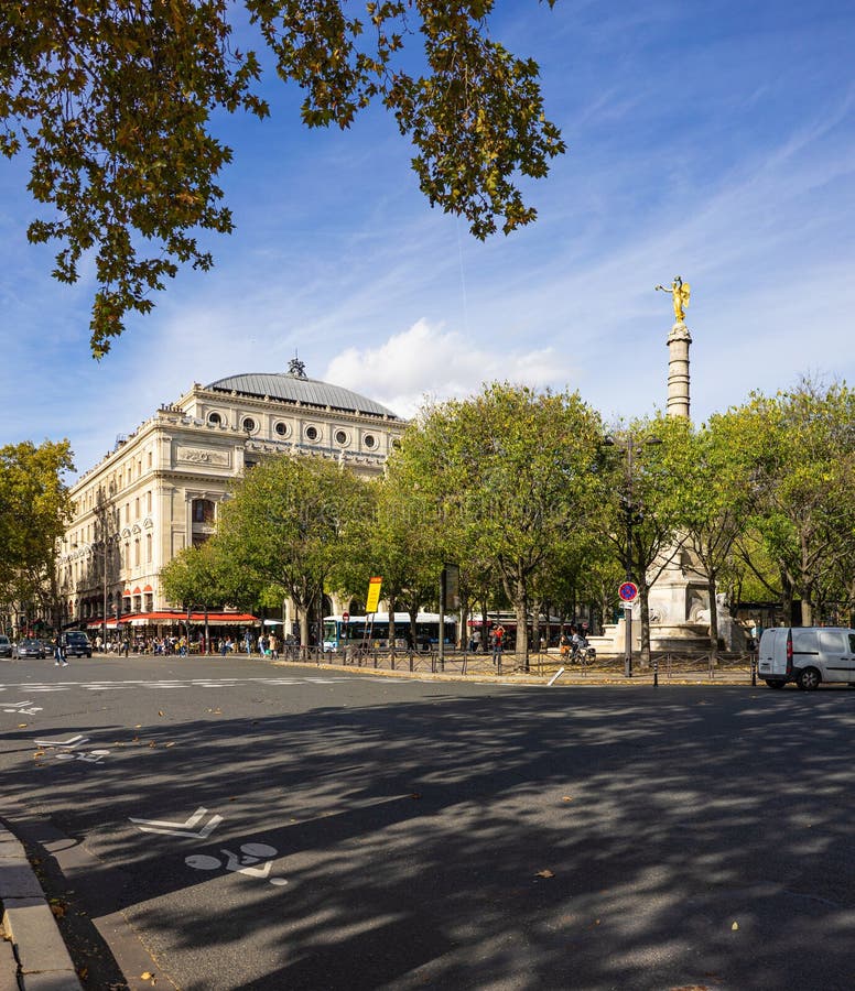 Chatelet Place in Paris with a View on the Theater Stock Photo - Image ...