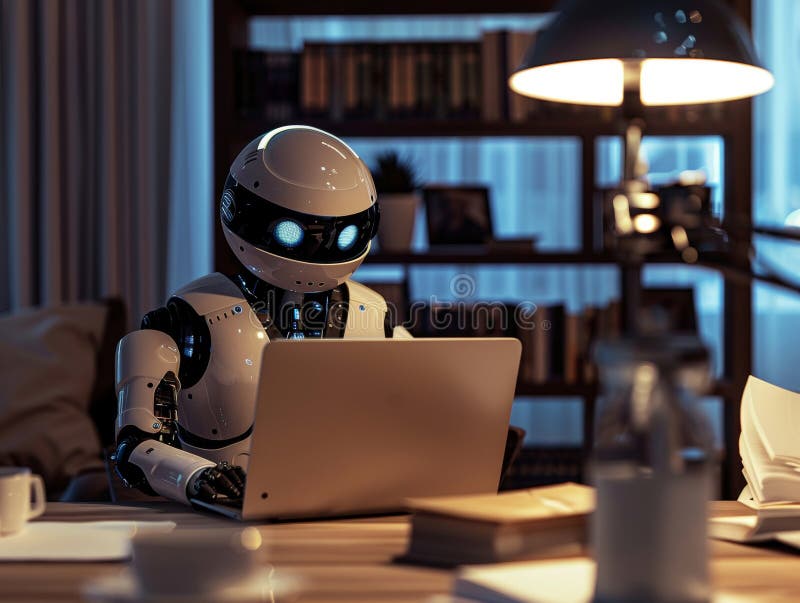 Chatgpt Ai Robot Sitting Hacking Infront of Laptop - Generative Ai ...