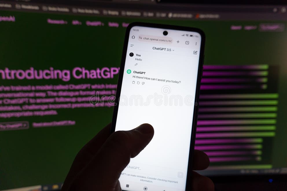 ChatGPT, a Prototype AI Chatbot, is Seen on the Website of OpenAI, on a Smartphone Editorial ...