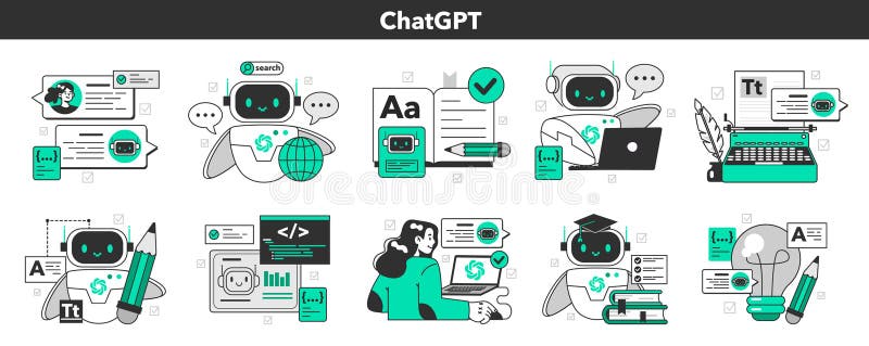 ChatGPT Set. Online Communication with Artificial Intelligence Chat ...