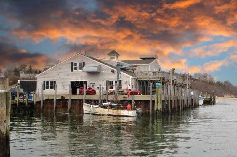 Chatham, Cape Cod Sunset at the Harbor and Fish Pier Stock Image ...