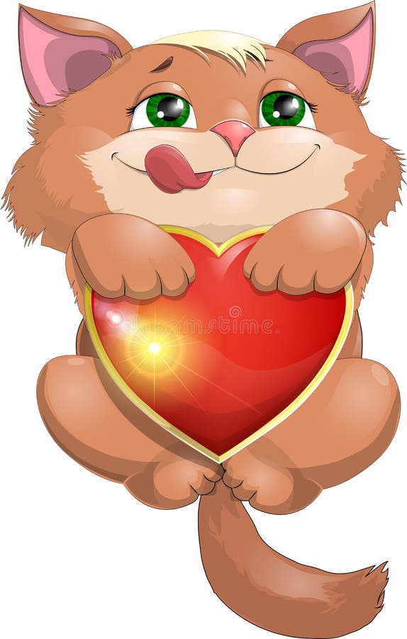 Chaton et coeur illustration stock. Illustration du chat - 33475278