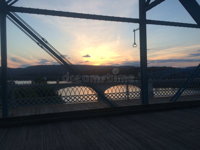 Chattanooga Bridge at Sunset Stock Photo - Image of sunset, chattanooga ...