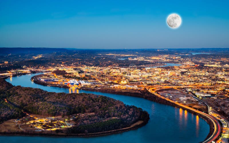 Chattanooga Downtown at Night Stock Photo - Image of tennessee ...
