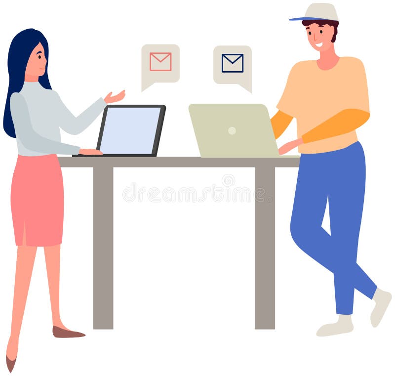 Chatting, Communication and Sending Messages Via Internet. People Using ...