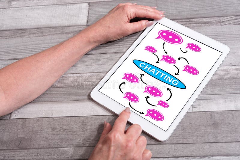 Chatting Concept on a Tablet Stock Photo - Image of message, talk ...