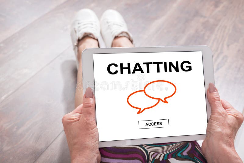 Chatting Concept on a Tablet Stock Photo - Image of bubble, chat: 82758870