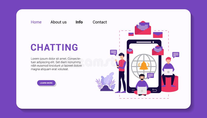 Chatting Landing Page Template Graphic Design Illustration Stock Vector ...