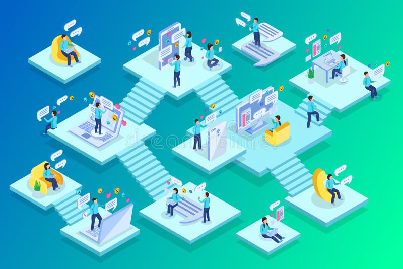 Chatting People with Speech Bubbles Stock Illustration - Illustration ...