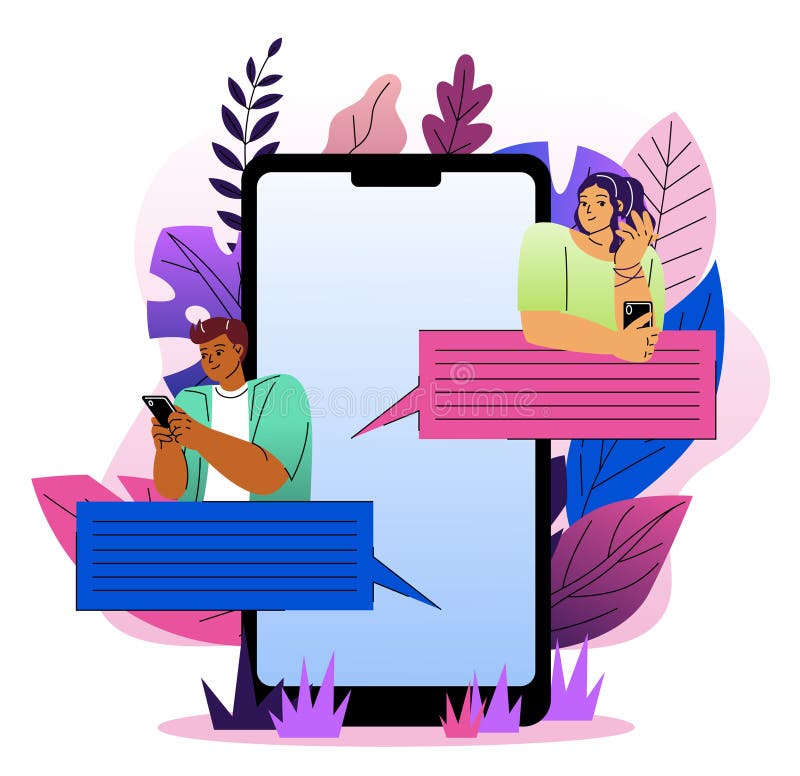 Chatting through Smartphone Screen. Vector Illustration Stock Vector ...