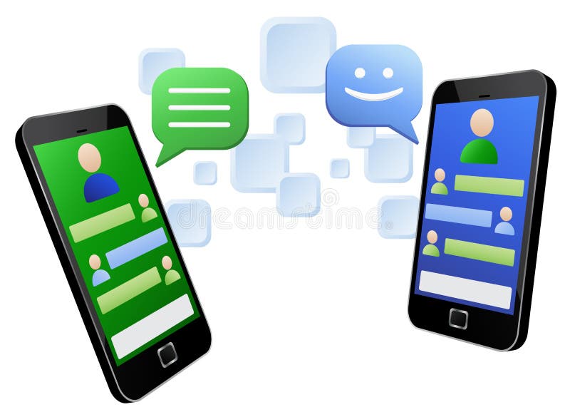 Chatting through Touch Screen Smartphones Stock Vector - Illustration ...