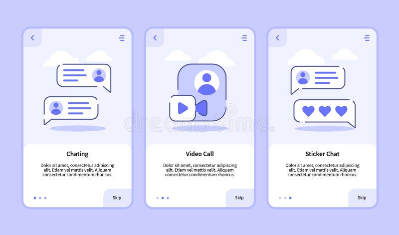 Chatting Video Call Sticker Chat Onboarding Screen for Mobile Apps ...