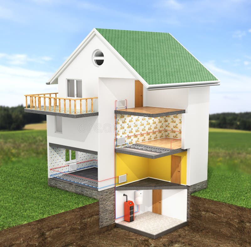 Chauffage De Plan Dans Les Maisons Illustration Stock - Illustration du ...
