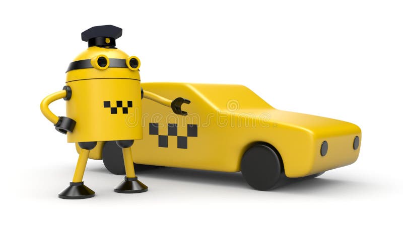 Chauffeur de taxi de robot illustration stock. Illustration du cyborg ...