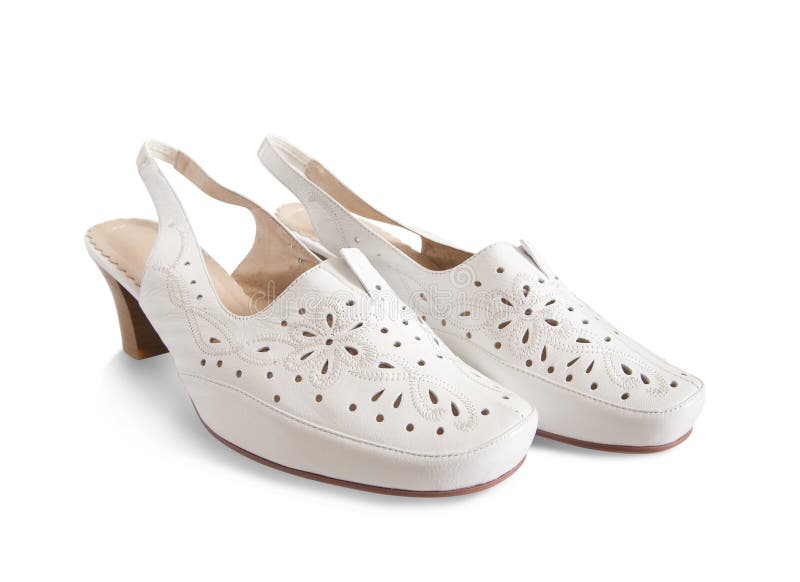 Paires Blanches De Chaussures De Talon Haut Image stock - Image du ...