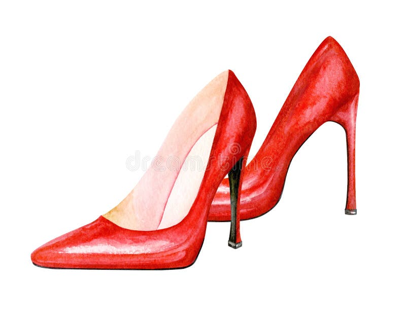 Chaussures De Rouge De Talon Haut Illustration D'aquarelle Illustration ...